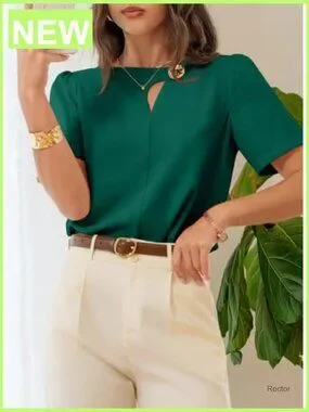 Tops | Short Sleeve Vneck Blouse For Work Business Casual Office Top ...